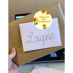 Top label Sunflower Happy Mail Stickers,1.5 h Thank You Shipping Label for Packing,Envelope Seals,Perfect for Small Business,Boutiques,500 Pcs Per Pack, Cler,bright