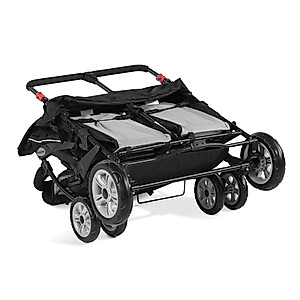 Gaggle by Foundations Compass Quad 4 Seat Stroller | 4-Seat Stroller for Daycare | 4-Seat Quad Stroller with Oversized UV Blocking Canopy | 5-Point Harness | Easy Loading | Storage Bucket | Black