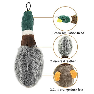 JKW Plush Mallard Duck Dog Toy, Squeaky Dog Toy, Plush Dog Chew Toy for Large Dogs, 15-Inch
