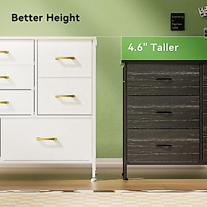 YILQQPER Dresser for Bedroom with 9 Drawers, Dresser TV Stand for 50" TV, Wide Bedroom Dresser Storage Organizers, Fabric Chest of Drawers, Dresser for Living Room, Closet, White