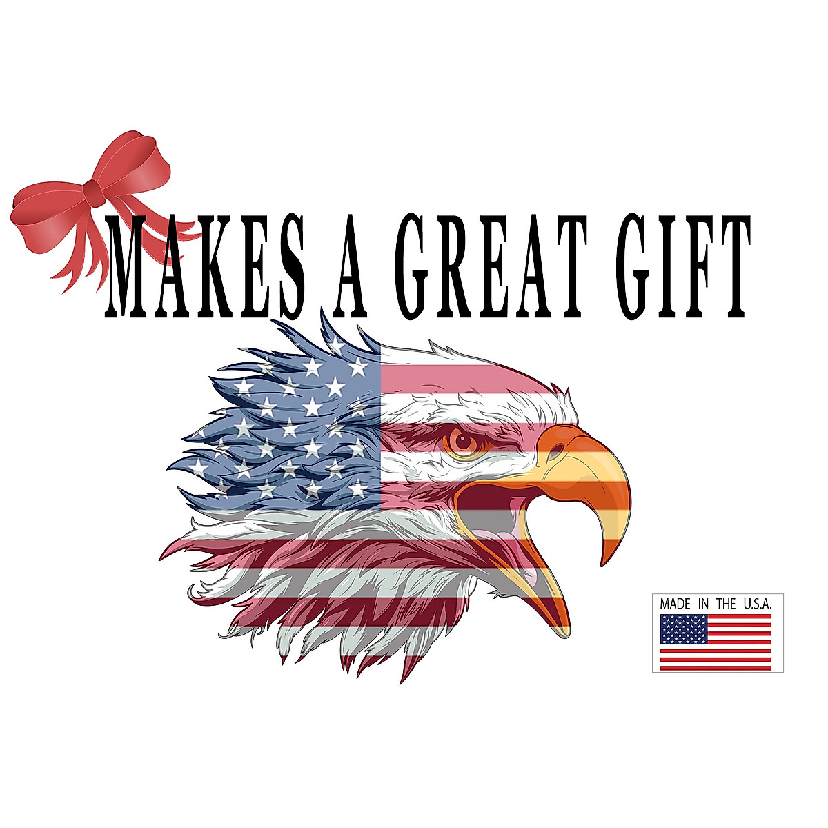 Rogue River Tactical Large 10"x6" American Eagle USA Flag Car Decal Window Die Cut Patriotic Auto Bumper Sticker Vinyl Decal for Car Truck RV SUV Boat Support US Military