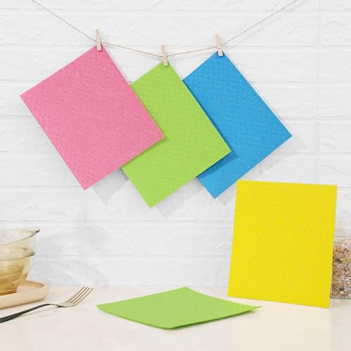 Homaxy Swedish Dishcloths for Kitchen, 10 Pack Reusable and Washable Cellulose Sponge Cloths Dish Towels, Absorbent and No Odor Paper Towels for Dishes ＆ Counters, Assorted