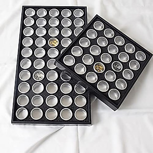 KALLORY Diamonds for Nails Clear Plastic Round Storage Box 50 Grids Craft Gem Beads Display Storage Case Jewelry Organizer Container for Nail Glitter Rhinestone Crystal Accessories Black