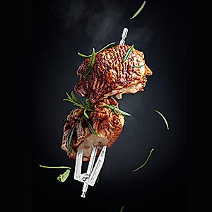 DUZFOREI Stainles Steel Air Fryer Fork, Roast Chicken Fork Fish Meat Grilling Fork for Grill Roaster Rotisserie BBQ Home Kitchen Outdoor Rotisserie