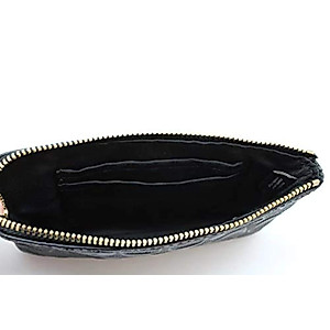 Coach Signature Embossed Leather Corner Zip Wristlet Clutch Black F30049