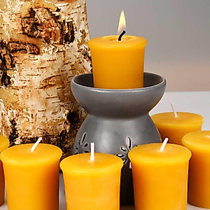 Natural Beeswax Votive Candles 6 Pack, Handmade Bees Wax Candle - Smokeless, Dripless and Non-Toxic, 10 Hour Long Burn Time Each for Home