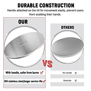 Dardoo Fire Pit Lid Stainless Steel 34'' Fire Pit Cover Round with Handle Thick Burner Cover Suitable for Round Burner Pan