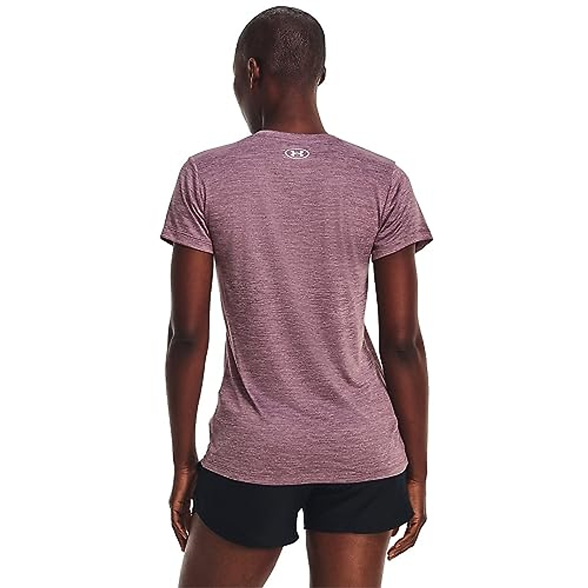 Under Armour Womens Tech V-Neck Twist Short-Sleeve T-Shirt, (501) Misty Purple/White/Metallic Silver, Large