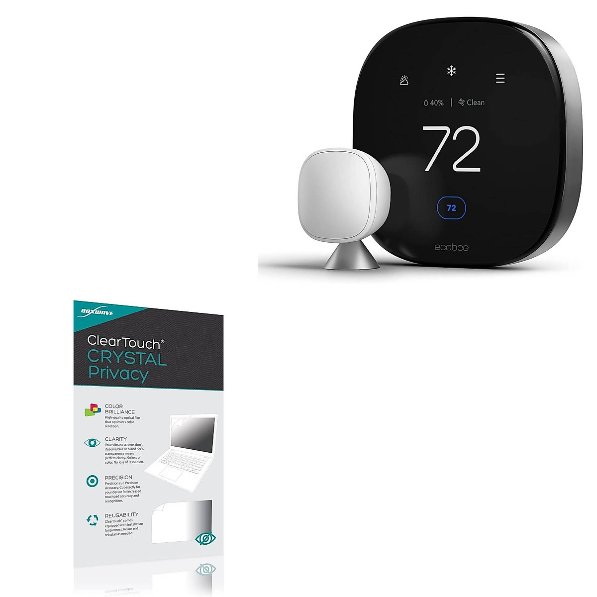 BoxWave Screen Protector Compatible with Ecobee New Smart Thermostat Premium - ClearTouch Crystal Privacy (2-Pack), Privacy Screen Protector Flexible Film Clear