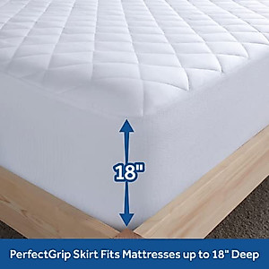 Sealy Luxury Cotton Top Fitted Mattress Pad, Queen White