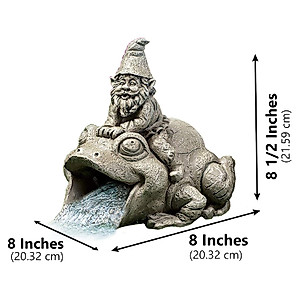 APC Goods Cute and Playful Gnome Riding Frog Downspout Outdoor Extension Decoration