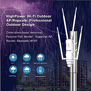 WAVLINK AC1200 High Power Outdoor Weatherproof WiFi Range Extender, Long Range Wireless AP/Router/Repeater/WISP Mode with POE Powered, Point to Point WiFi Bridge, 4x7dBi Omni Directional Antennas