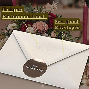 RUN2PRINT (36 Pack) Thank You Cards With Envelopes & Gift of 36 Foiled Stickers - Elegant Emboss Rose Gold Foil Pressed Blank Notes Wedding All Occasion Cards (Ivory)