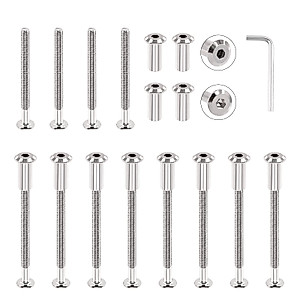Mardatt 24 Pcs M6x70mm Silver Nickel Plated Hex Drive Socket Cap Bolts Assortment Kit with Hex Key Countersunk Screw Barrel Nuts Binding Screws for Crib Belt Buckle Cabinet Furniture Scrapbook