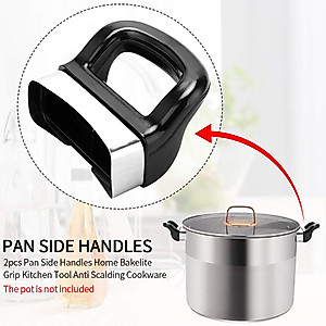 2Pcs Pot Short Side Handles Sauce Pot Panhandle Cooker Steamer Holder Handle Replacement Handgrip for Metal Pressure Pan Black Type A One Size