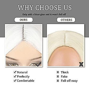 WECAN Long White Wigs for Women, 28 Inches Wavy Lace Heat Synthetic Middle Part Natural Looking Silky Wig for Daily Use, Halloween & Cosplay