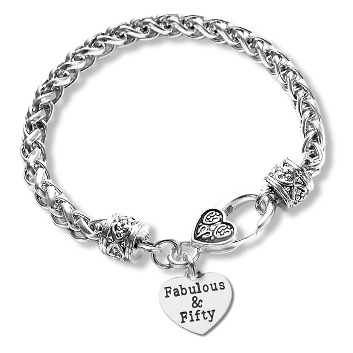 Infinity Collection 50th Birthday Charm Bracelet - Fabulous and Fifty Gift for Her, Unique Birthday Bracelet