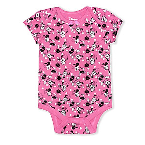 Disney Minnie Mouse Baby Girls’ Bodysuit 4 Pack with 0-12 Milestone Stickers Pack for Newborn and Infant