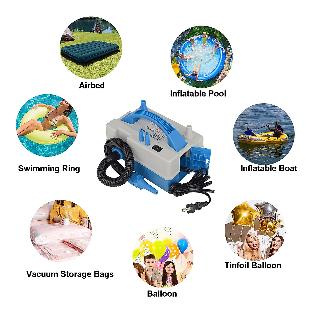 Balloon Pump Electric Air Pump Professional Inflator Deflator Multi-Functional for Inflatables All Kinds of Balloons Party Decoration