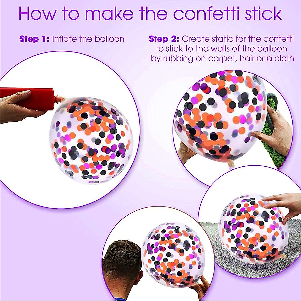 Halloween Latex Balloons 70Pack, 12inch Black Orange White Confetti Hocus Pocus Ballons for Halloween Birthday Hocus Pocus Party Decorations…