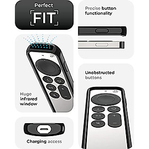 TotalMount Air Rim Case for Apple TV Remotes – Slim, Hybrid Apple TV Remote Case with Ultimate Drop Protection – Black Perimeter Cover & Clear Back