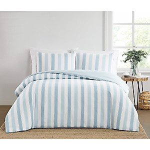 Truly Soft Aiden Stripe Blue King 3 Piece Duvet Cover Set