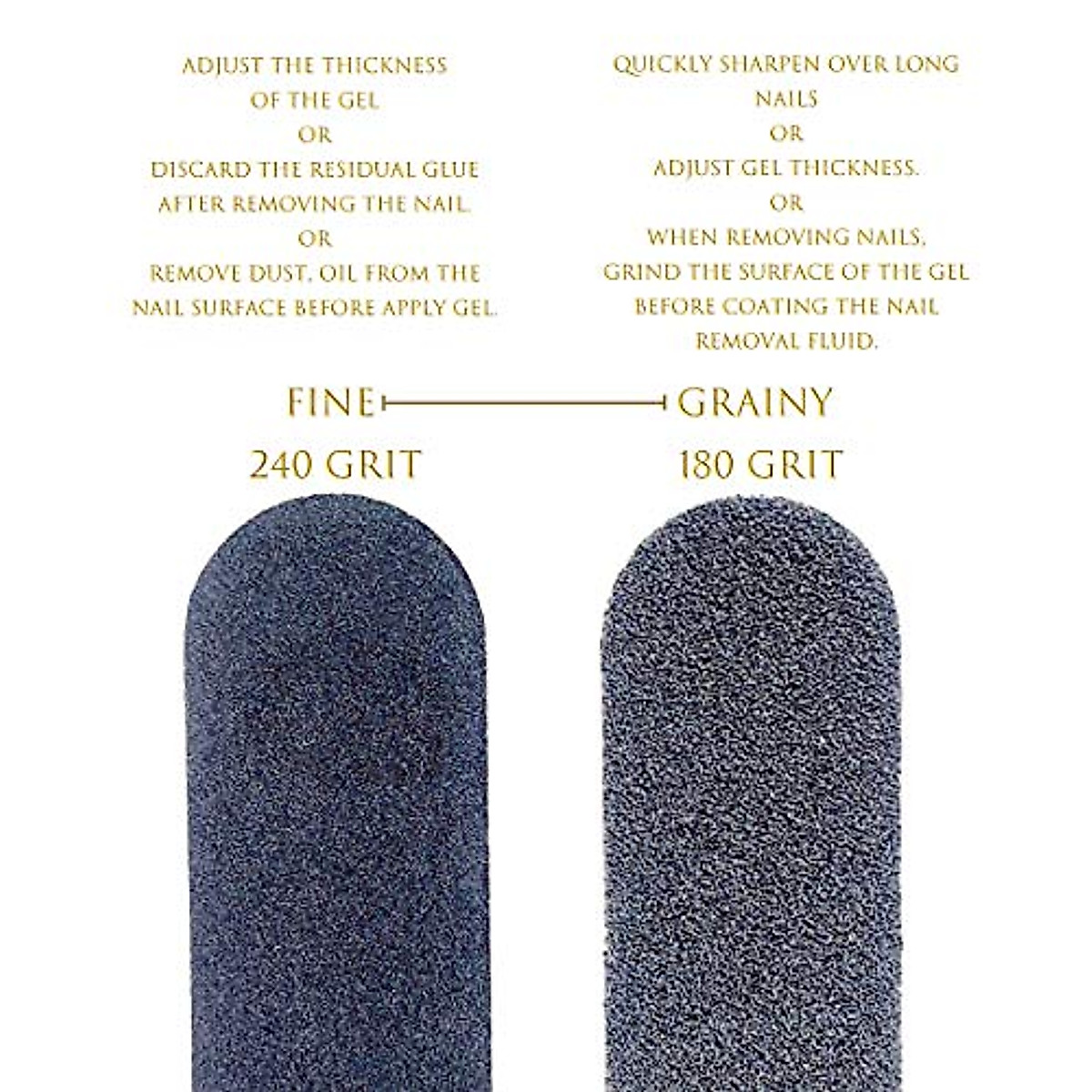 Pasasfashion Two Way Emery Nail File Board 180/240 Grit for Gel Nail/Acrylic Nail/Nail Polish (No Letter Black 15pics in)