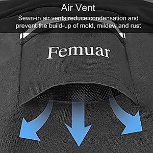 Femuar Outdoor Fire Pit Cover, 36 x 20 inch Waterproof 600D Heavy Duty Round Patio Table Cover Rip Resistant Gas Fire Table Cover, Black