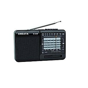 XHDATA D-328 Shortwave AM FM DSP Portable Small Multi Band Radio Stereo MP3 Player with Rechargeable Battery Earphone Jack Portable Multimedia Speaker with USB Micro SD Card Jack (Black)