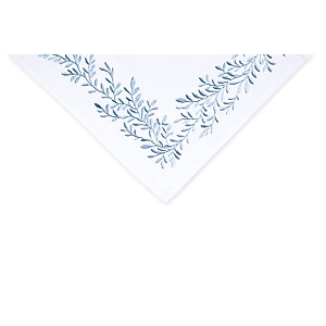 Melange Home Floral Embroidered Duvet Set Full and Queen Size White Sheet Set 600 Thread Count 100% Sateen Cotton Luxury Hotel Bedsheet - Oeko Tex Certified Deep Pocket - Blue Embroidered Piping