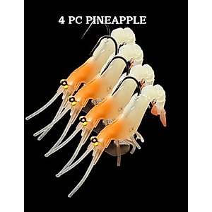 4 Pcs Set of Mojo Tackle Co. Artificial Shrimp Lures (4 Pcs 12g 70mm Pineapple Express)