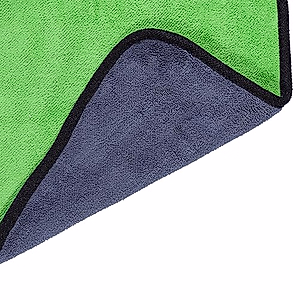 X AUTOHAUX 2pcs Microfibre Car Drying Towel 30 x 40cm 600GSM Highly Absorbent Car Drying Cloth Window Cleaner Gray Green