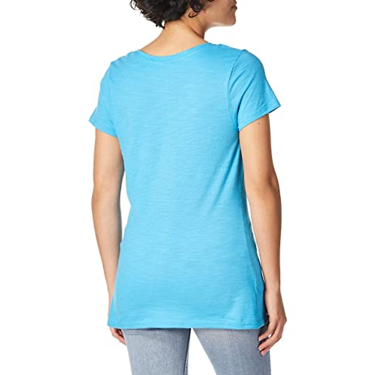 Hanes Women's Shirts, Slub Cotton Shirred V-Neck Tee, Cotton T-Shirts for Women, Women’s Tee Shirts