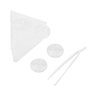 Pssopp Aquarium Cone Red Worm Feeder Fish Tank V-Shape Brine Shrimp Feeder Acrylic Fish Feeding Cup with Suction Cups and Tweezer