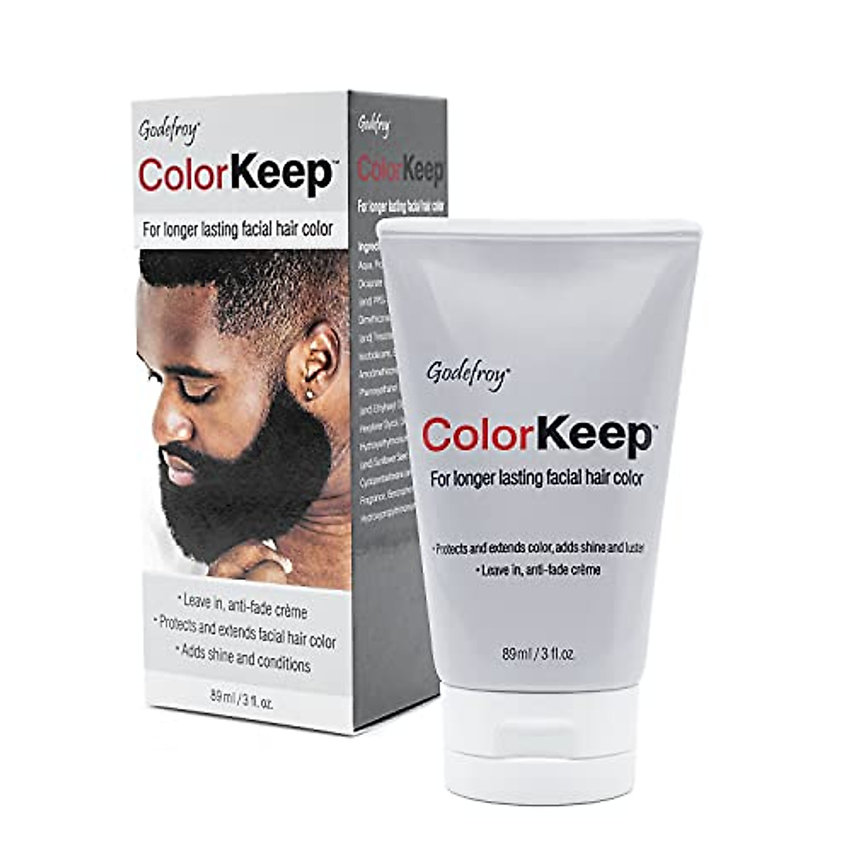 Godefroy ColorKeep Beard Dye Extender for Men, Protect Beards, Mustache Color Against Fading While Also Soften Shine Condition, Leave in Cream to Extend Life of Facial Hair Coloring, 3OZ, Ethnic Hair