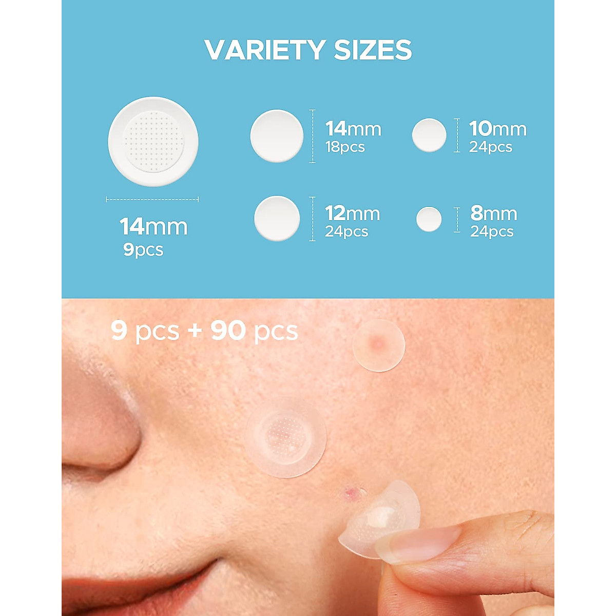 TKTK Self-Dissolving Microdart Acne Pimple Patches for Zits and Blemishes with 100% Pure Hyaluronic Acid, 4 Sizes Acne Absorbing Cover Patch, Acne Spot Treatment Stickers for Face and Skin (99 Count)