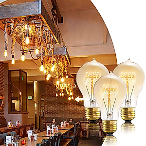 Figame A19 Edison Bulb 40W 6-Pack - Dimmable 120V Amber Glass, Antique Retro Style Old-Fashioned Incandescent Bulb, 2200K Warm Yellow Light, for Home Office Desk Lamp