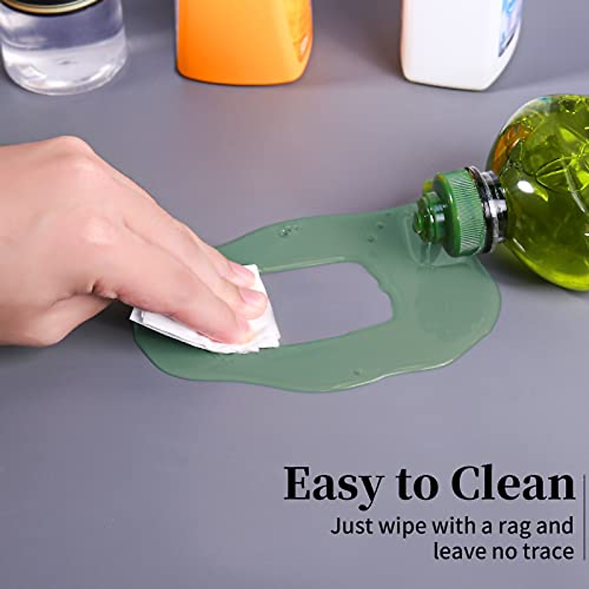 77L Under Sink Mats for Kitchen Waterproof, 34" x 22" Silicone Under Kitchen Sink Mat, Under Sink Mat Liner Protector for Kitchen Bathroom Cabinets, Easy to Clean and Hold up to 3 Gallons Liquid -Grey