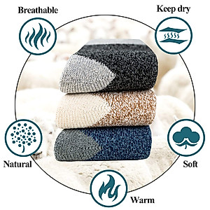 Time May Tell Womens Merino Wool Socks Thick Knit Warm Cushion Wool-Socks-for-Women 2/3 Pack(Dark Grey/Brown/Blue/Multi(3 Pairs),US Size 5~9)