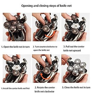 Head Shavers for Bald Men, 6 in 1 Pro Wet Dry Electric Shaver for Men Beard Hair Trimmer Face Electric Razor Rechargeable Bald Head Shaving Machine LCD Display