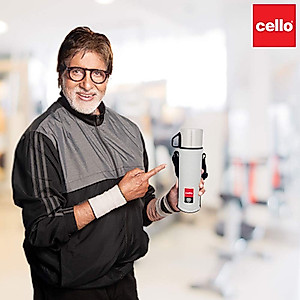 Cello Cup Style Stainless Steel Flask, Silver (Silver, 1 LTR)