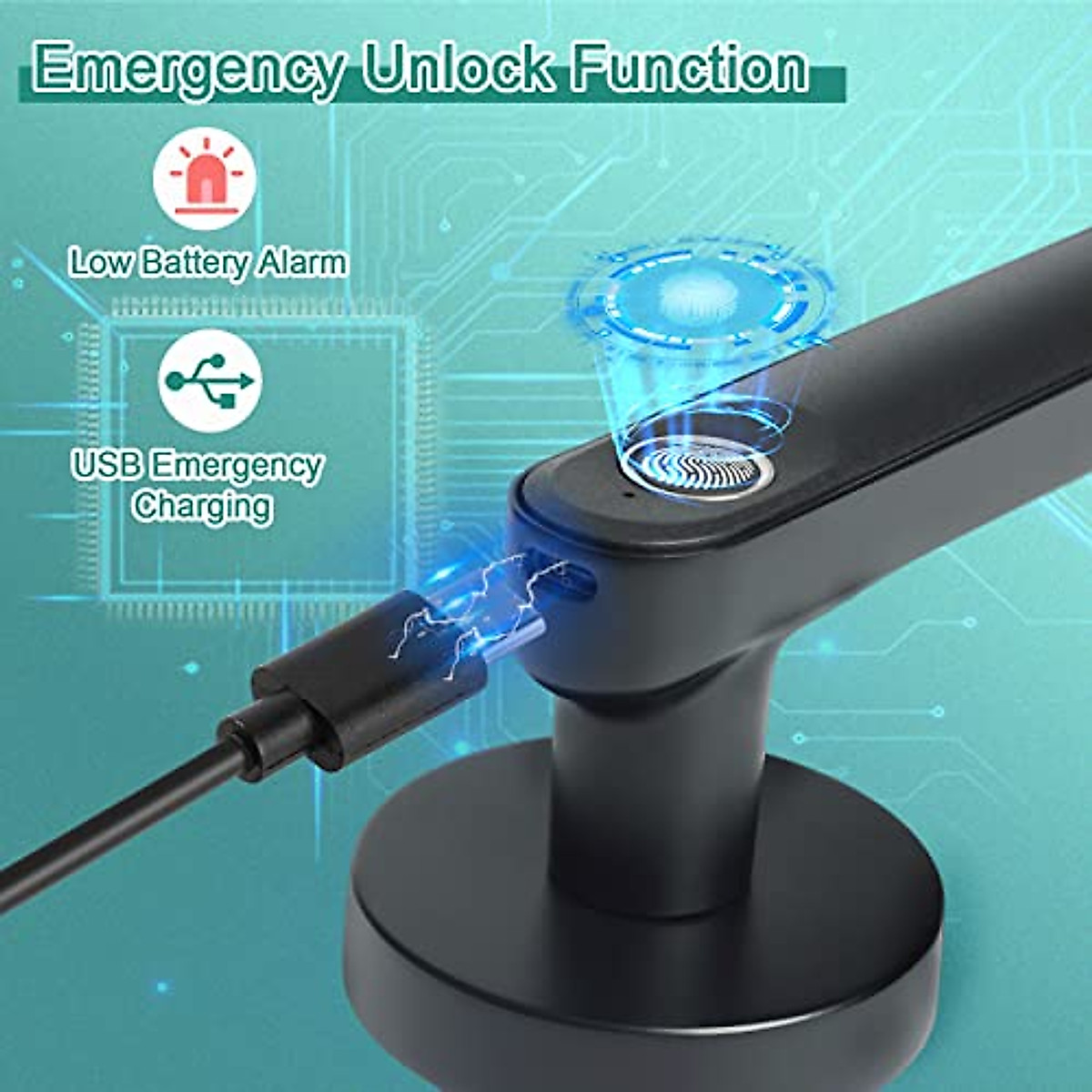 Seculiving Smart Fingerprint Door Lock, Keyless Entry Door Knob Lock with Auto Lock and Passage Mode, Biometric Thumb Print Door Knob Locks for Office, Apartment (Black)