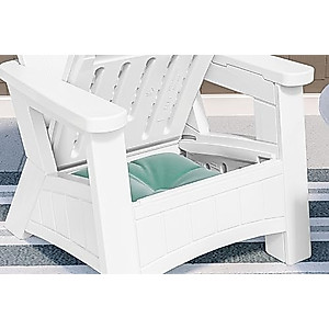 Suncast UV-Resistant Stylish Adirondack Outdoor Backyard Patio Chair with in-Seat Storage, White