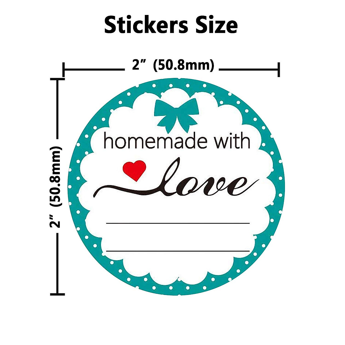 Homemade with Love Stickers with Lines,2 Inch Canning Labels for Jar,Storage Bins,Baking Packaging Seals for Handmade Goods,504 Pcs Per Pack