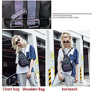 Geometric Luminous Purses and Handbags For Women Holographic Reflective Crossbody Bags Wallet Purse (Luminous Backpack B)