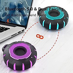 HEYSONG Waterproof Bluetooth Speaker, IPX7 Mini Shower Speaker with HD Sound, LED Light, Floating, Lightweight Portable Speakers for Travel, Pool, Beach, Biking, Kayak, Gifts for Men, Women