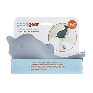 Good Gear Bathtub Faucet Cover for Kids Safety, Universal Fit Silicone Bath Spout Cover for Baby, Tub Nozzle Guard Whale/Grey