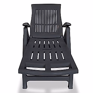 vidaXL Sun Lounger with Footrest Sunbed Outdoor Chair Garden Chair Patio Furniture Weather Resistant Foldable for Easy Storage Plastic Anthracite