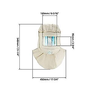QWORK Sand Blasting Hood Cap, Shawl Sandblaster Protective Gear Mask, Anti Dust/Wind Sandblasting Tool Mask, Heat / Cut / Scratch Resistant Neck Protector, White