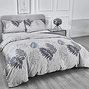 OAITE Duvet Cover Set,100% Cotton Comforter Cover with Floral Pattern Duvet Cover Set,Soft Bedding Set Includes with 3 Piece (2 Pillow Shams,1 Duvet Cover)
